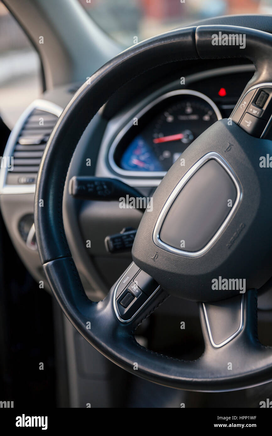 steering wheel in the car, close up Stock Photo - Alamy