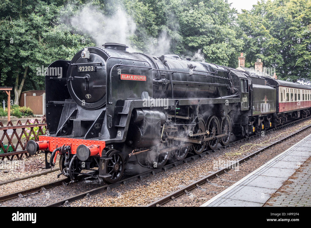 Presereved locomotive 92203 Black Prince Class 9F Steam Train pulls ...