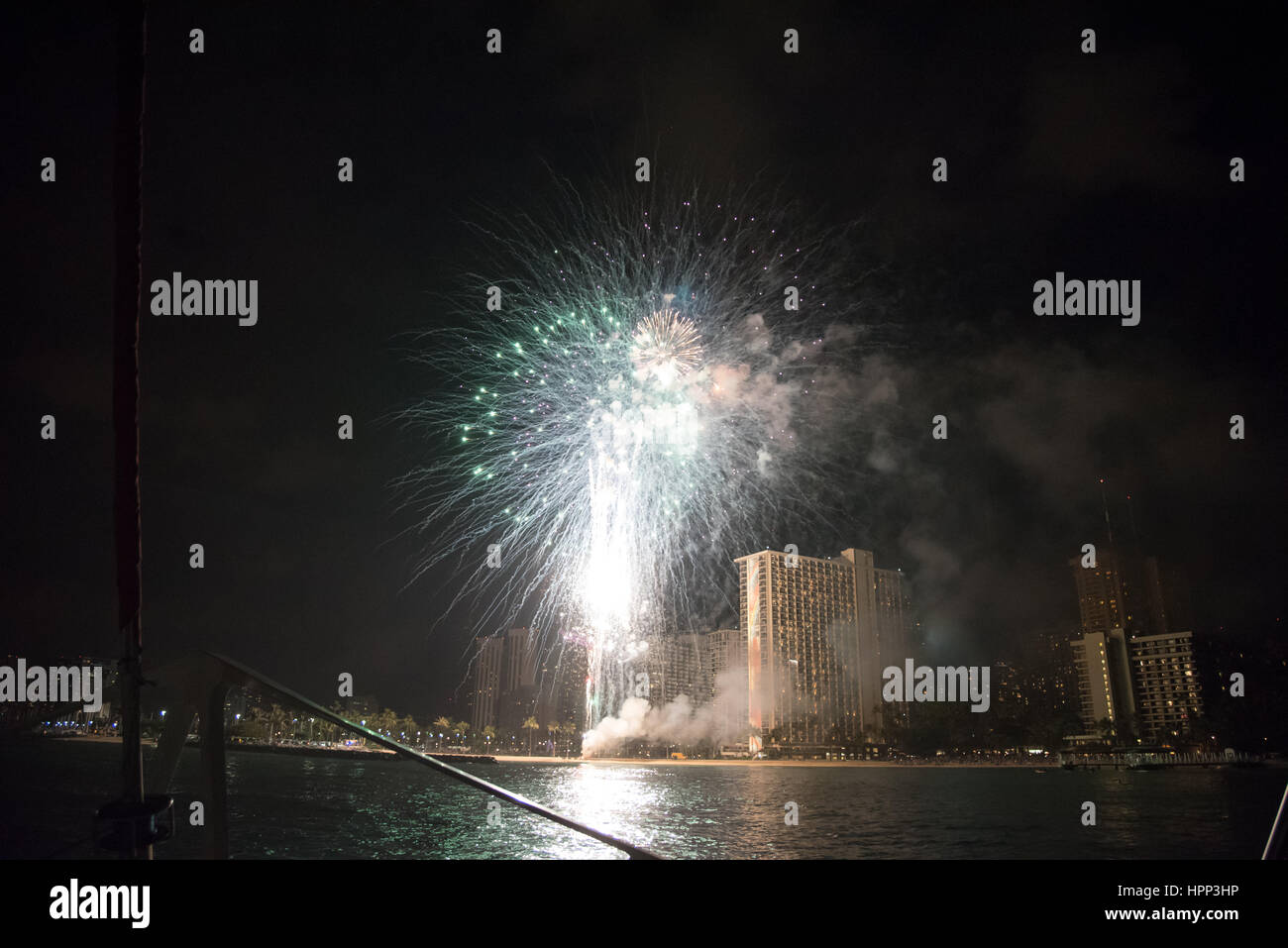 Fireworks at the Waikiki Beach, Oahu, Hawaii Stock Photo - Alamy
