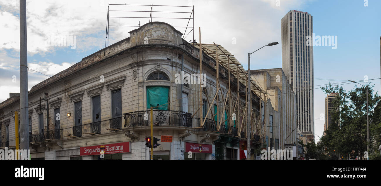 Bogota - Colombia, 25th January. Old building being restored and the ...