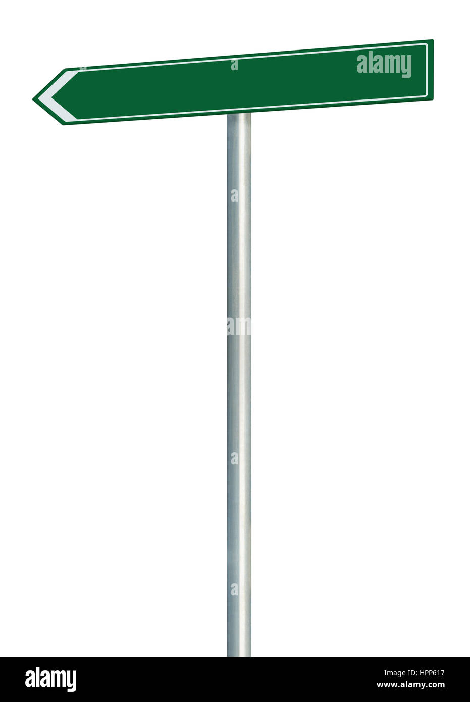 Left road route direction pointer this way sign, green isolated ...