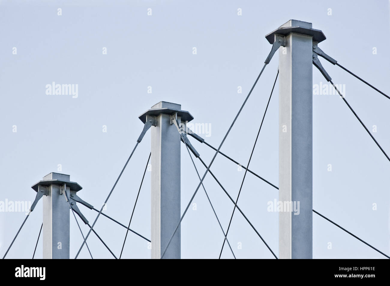 Tied Suspension Roof Cables, Three Tall Grey Masts, Cable-suspended ...