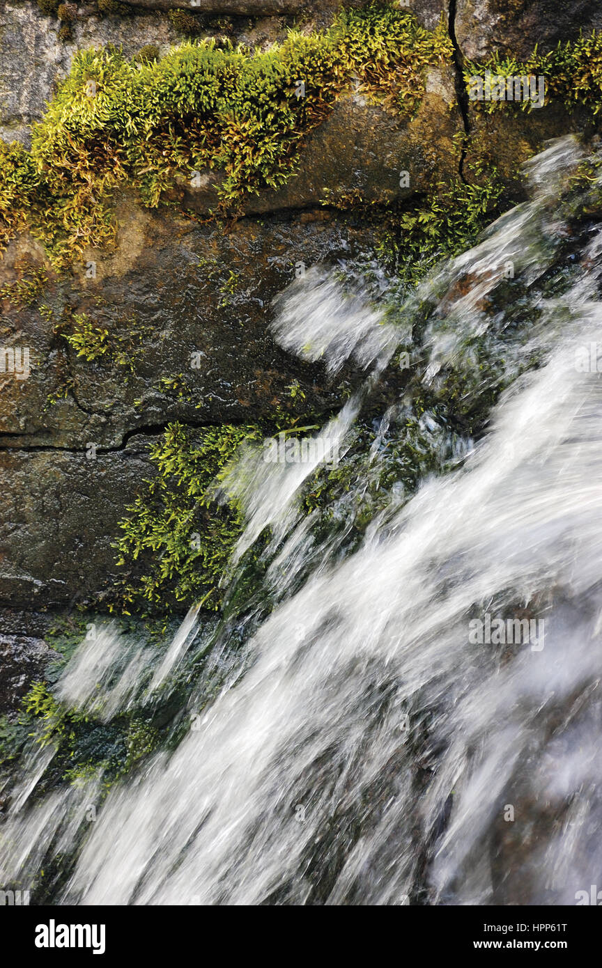 Running water cascade waterfall streaming splashes, decorative granite ...