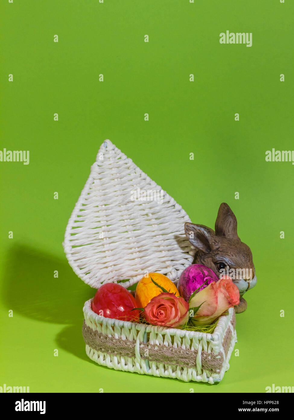 Beautiful little easter with colorful eggs and little rabbit Stock ...