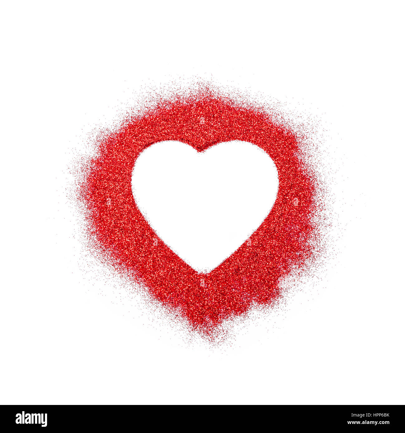 Glitter red heart with empty space for your text or message on white ...