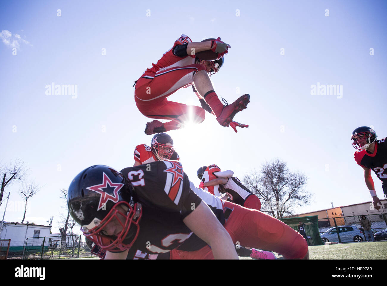 Two teams playing American football Stock Photo - Alamy