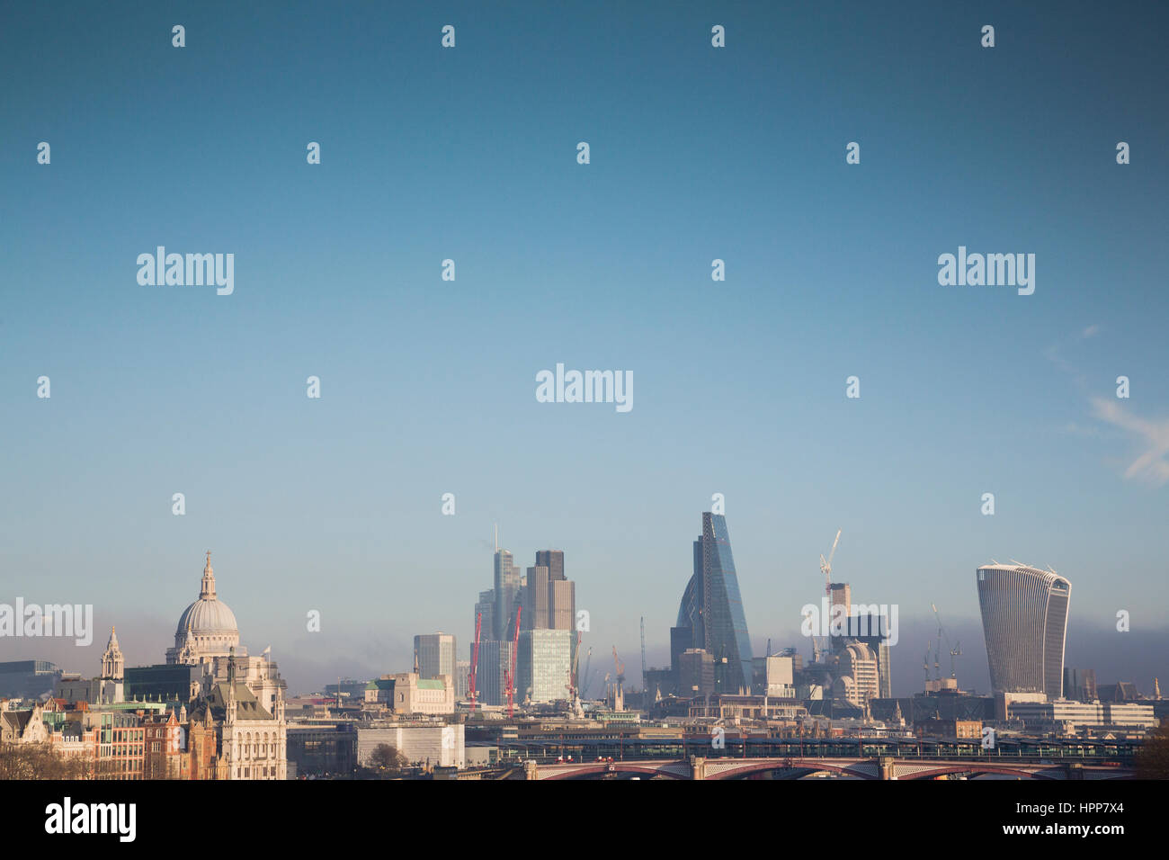 UK, London, skyline with St Paul's Cathedral and office towers Stock ...