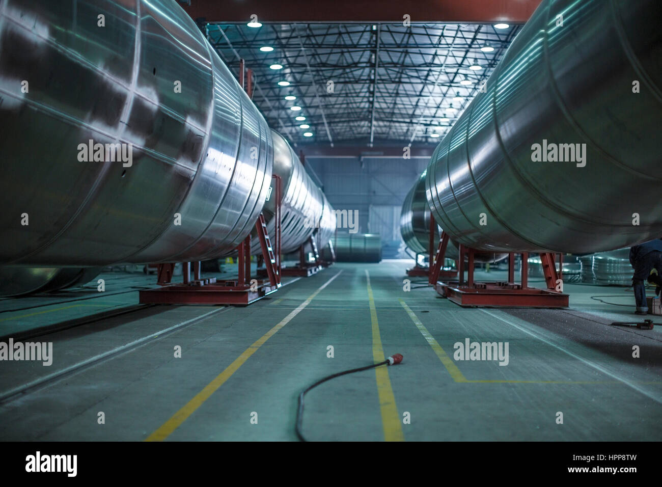 Large steel tanks in factory Stock Photo - Alamy