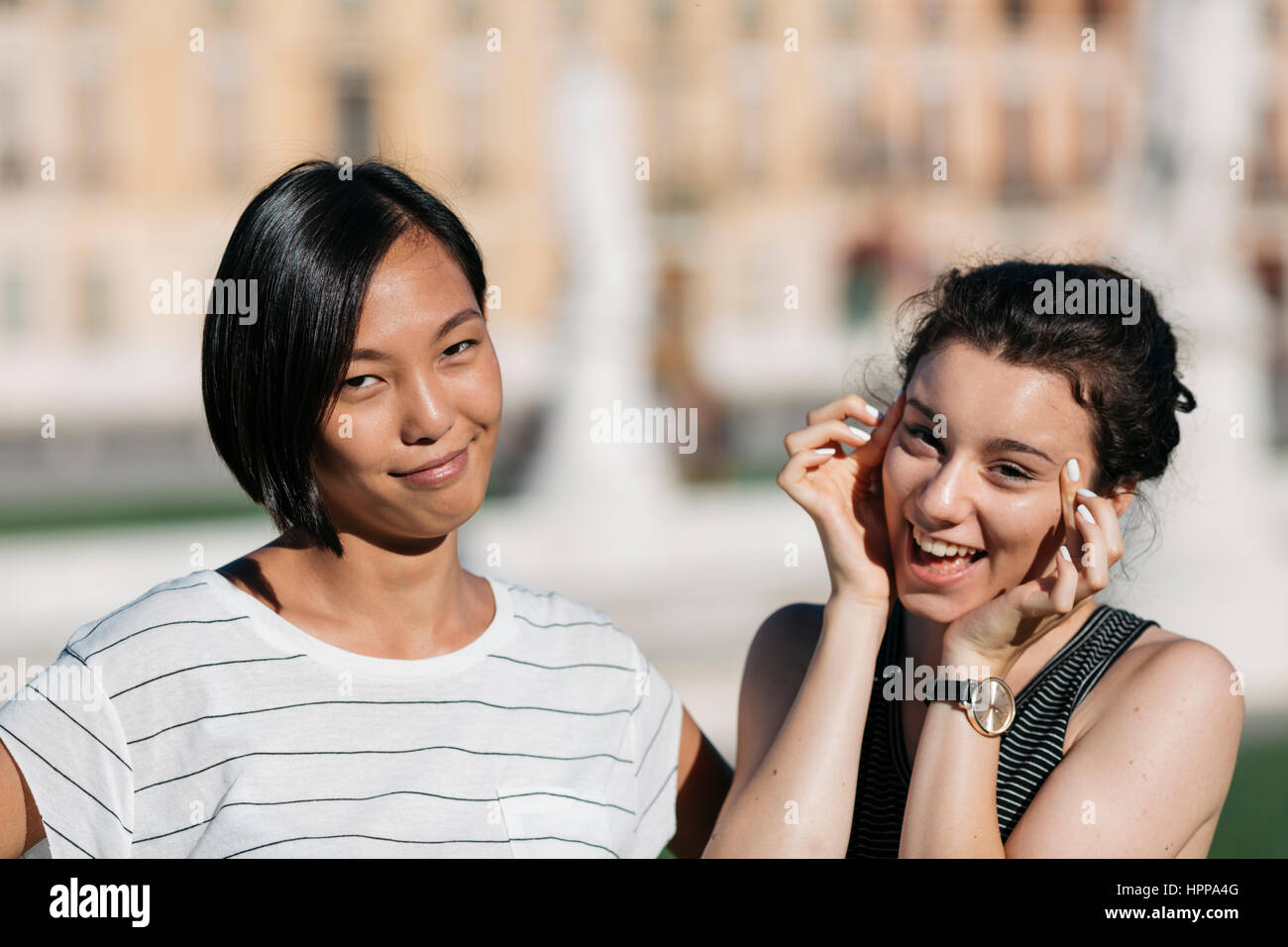 Portrait of two best friends having fun together Stock Photo - Alamy