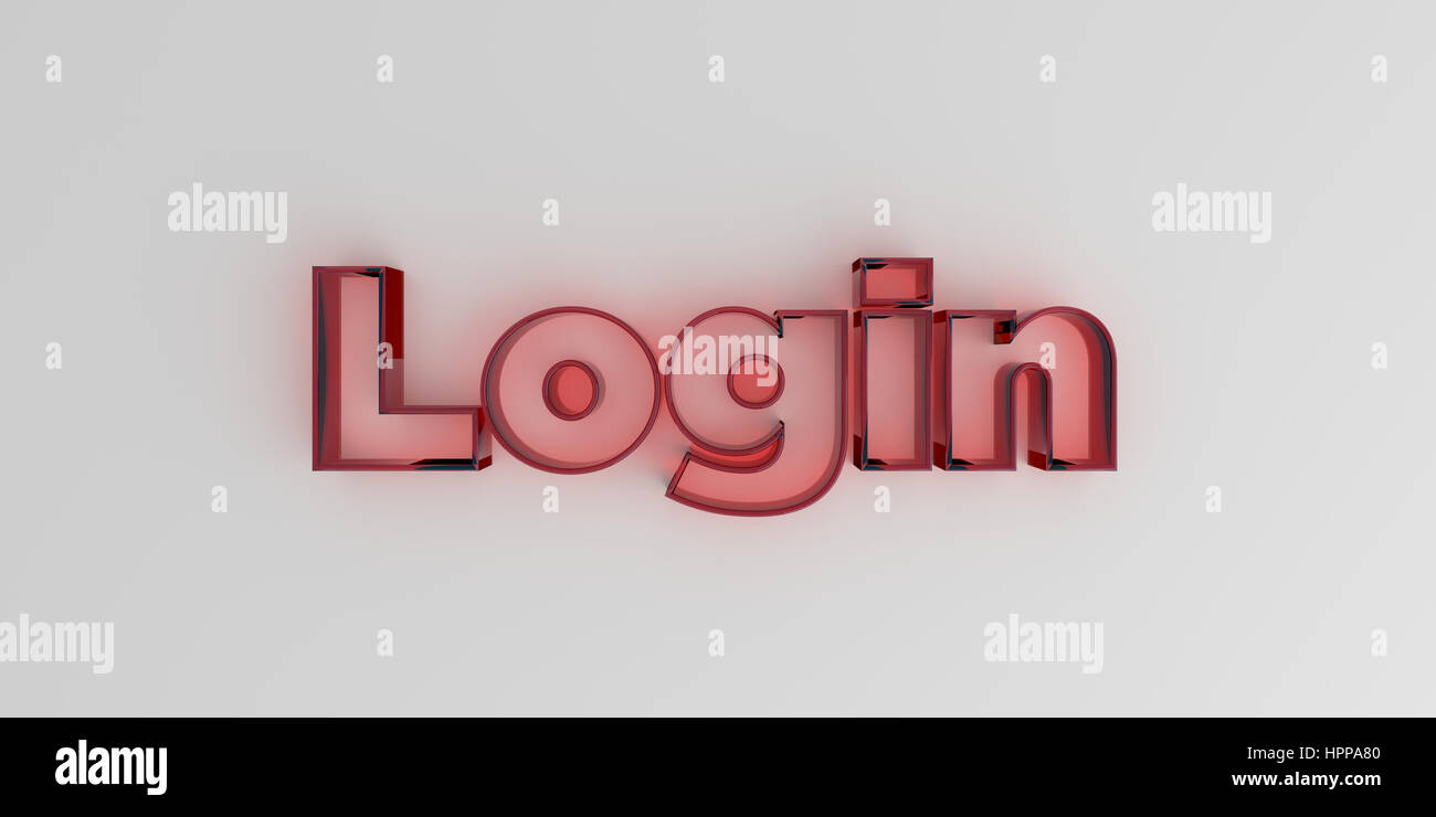Login - Red glass text on white background - 3D rendered royalty free ...