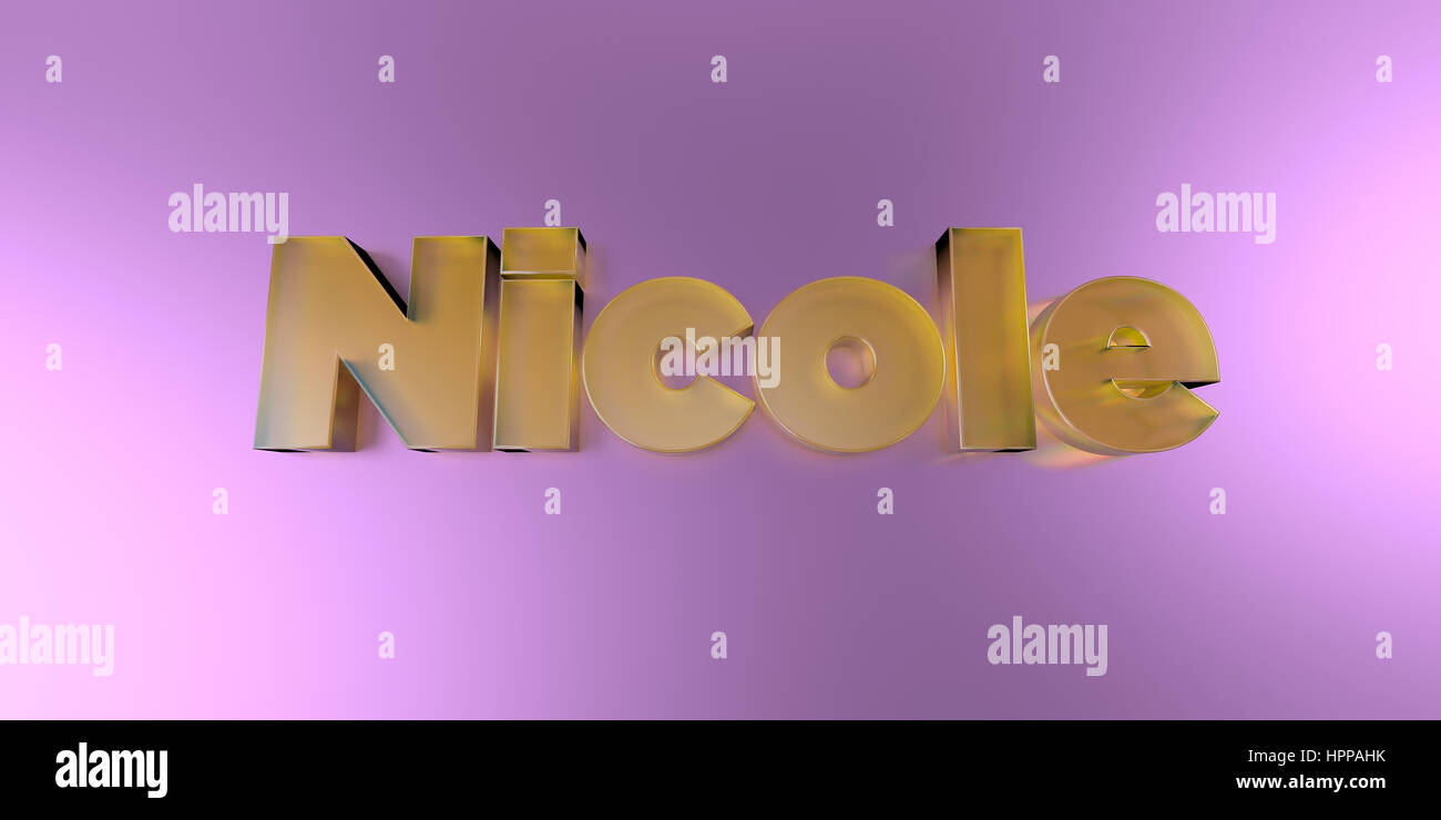 Nicole - colorful glass text on vibrant background - 3D rendered ...