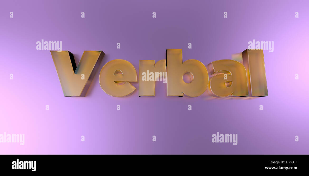 Verbal - colorful glass text on vibrant background - 3D rendered ...