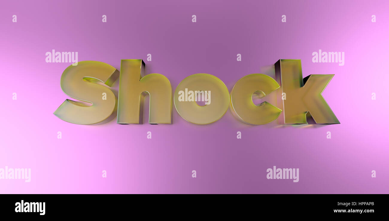 Shock - colorful glass text on vibrant background - 3D rendered royalty ...