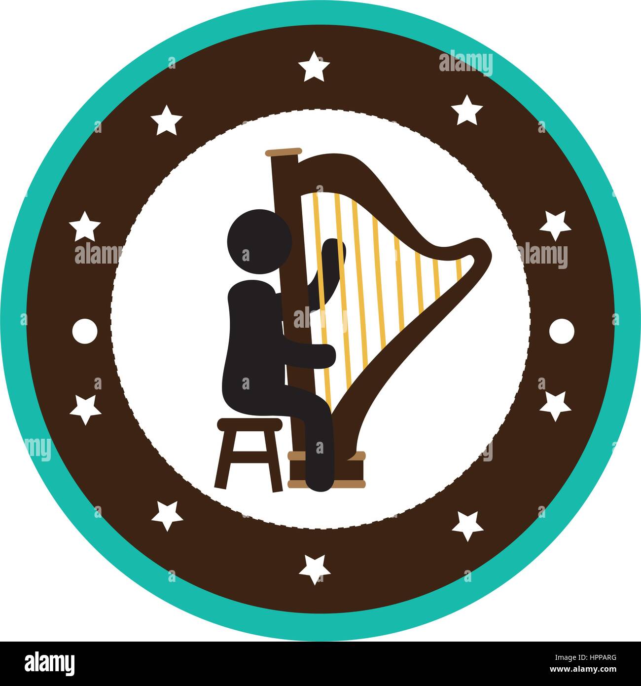 human figure playing harp instrument isolated icon Stock Vector Image ...