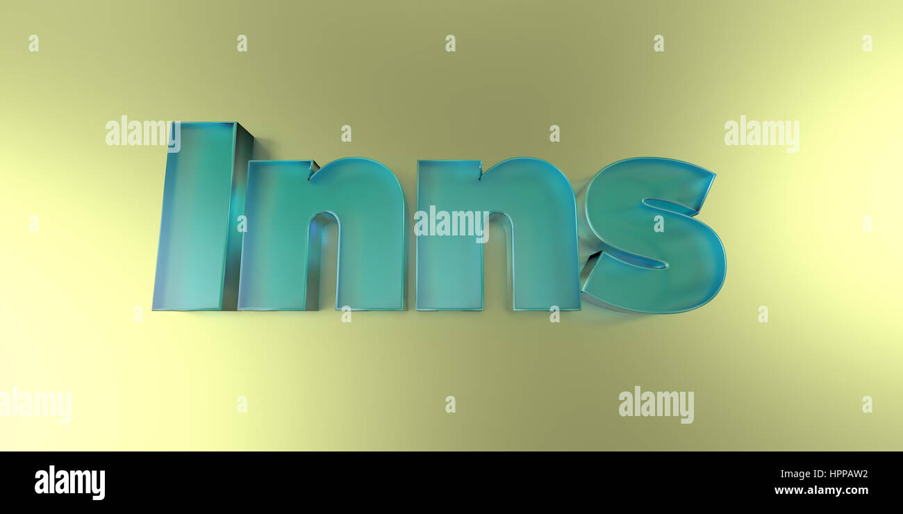 Inns - colorful glass text on vibrant background - 3D rendered royalty ...