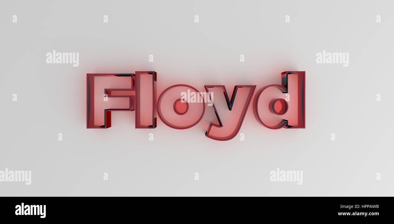Floyd - Red glass text on white background - 3D rendered royalty free ...