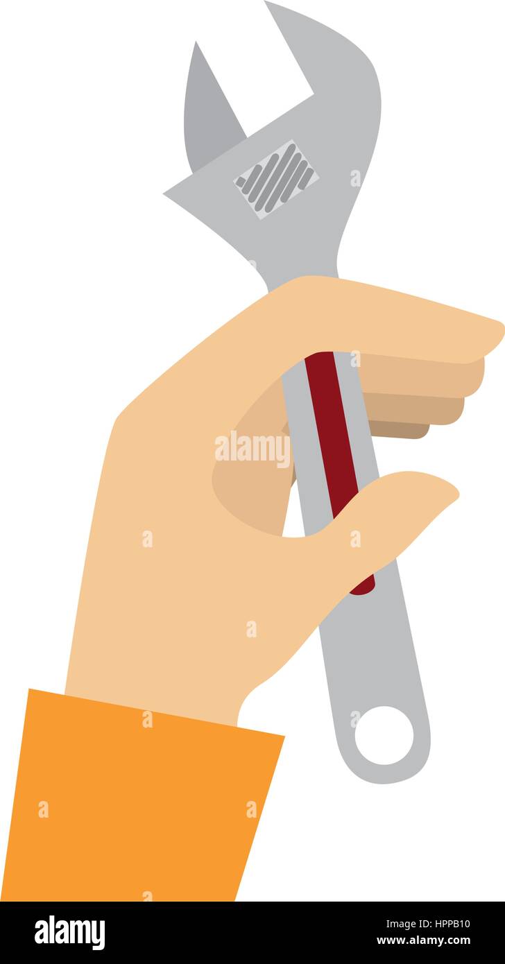 hand human with wrench tool isolated icon Stock Vector Image & Art - Alamy