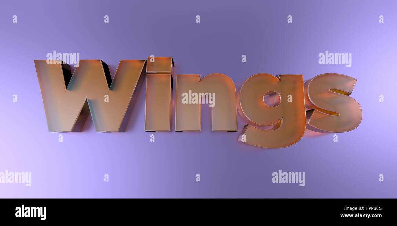 Wings - colorful glass text on vibrant background - 3D rendered royalty ...