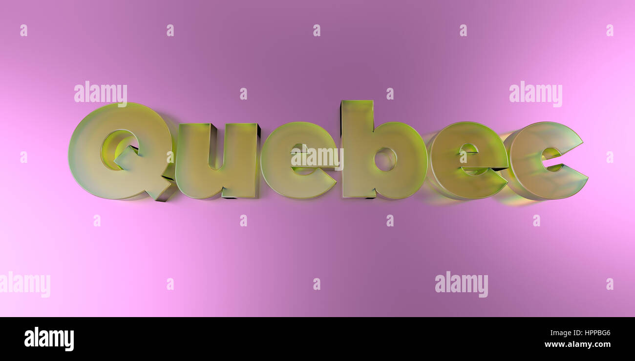 Quebec - colorful glass text on vibrant background - 3D rendered ...