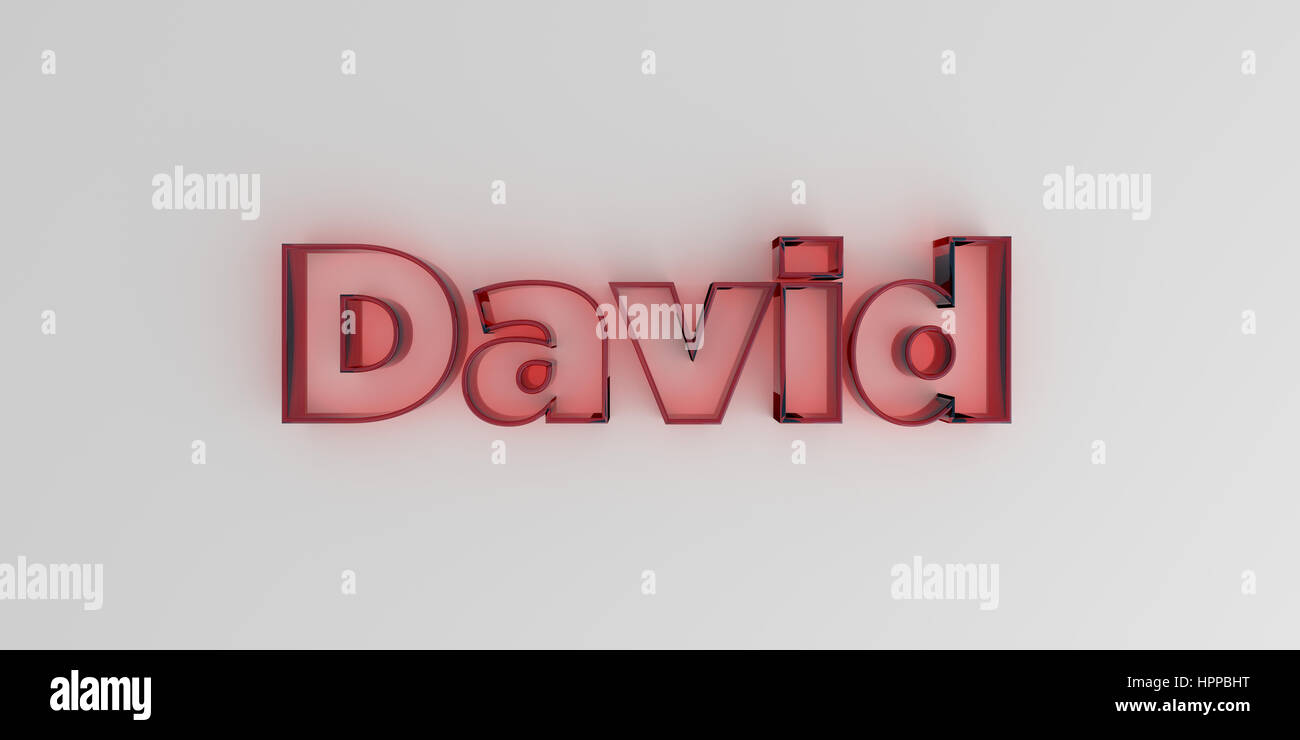 David - Red glass text on white background - 3D rendered royalty free ...
