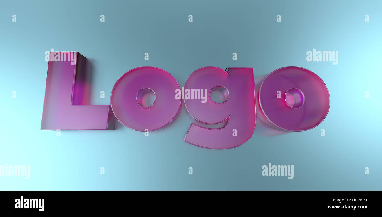 Logo - colorful glass text on vibrant background - 3D rendered royalty ...