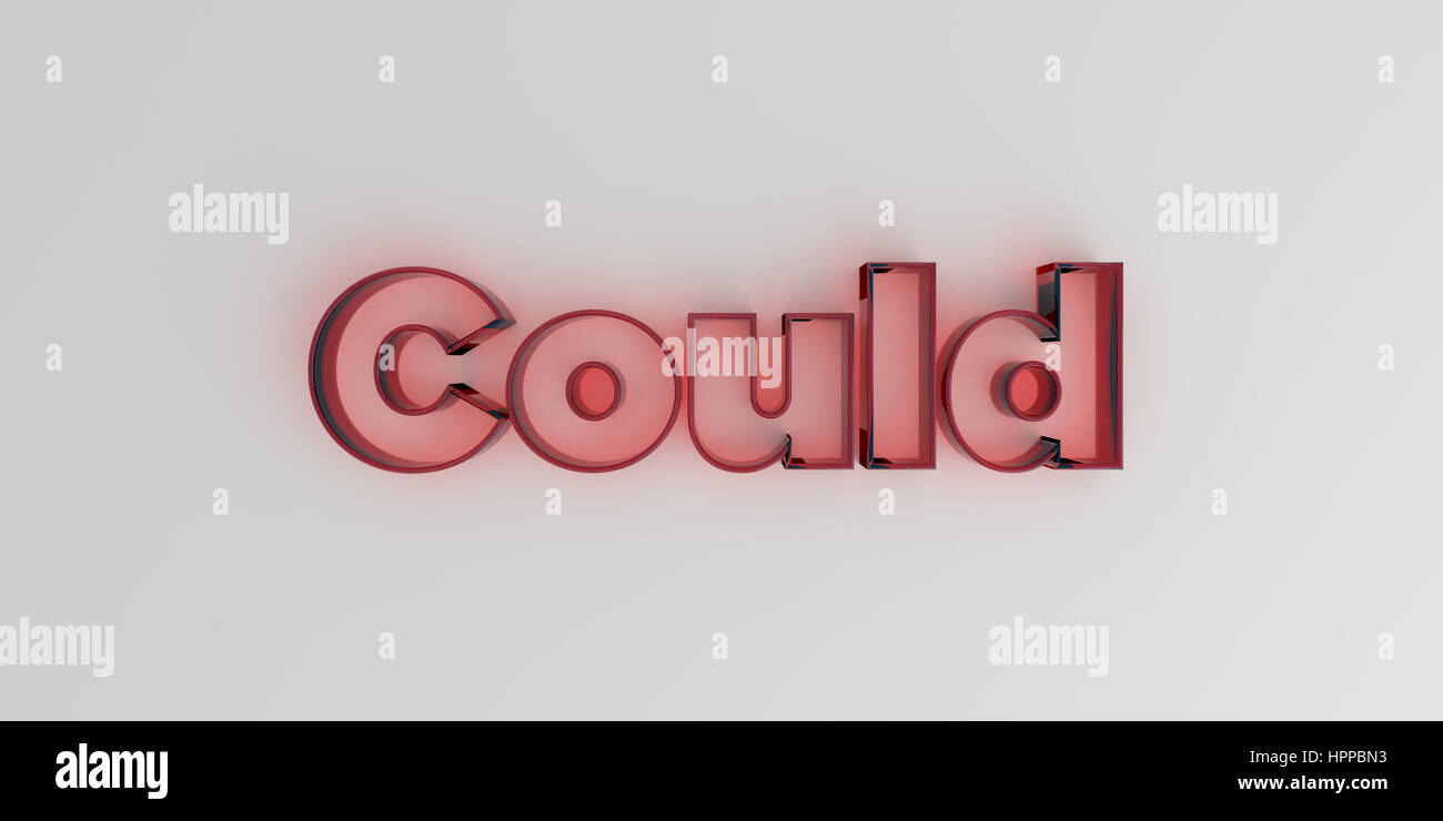 Could - Red glass text on white background - 3D rendered royalty free ...