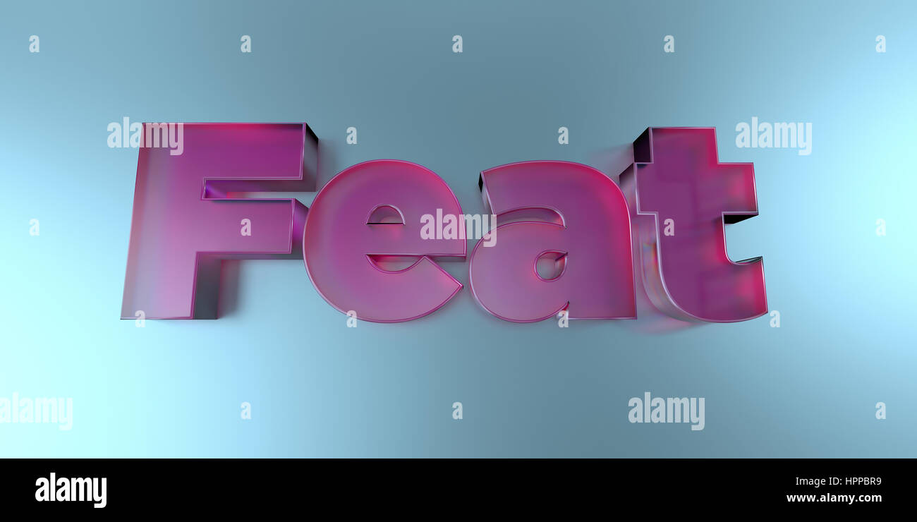 Feat - colorful glass text on vibrant background - 3D rendered royalty ...