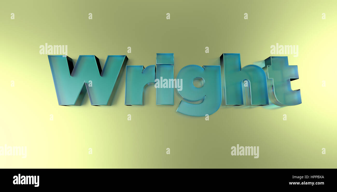 Wright - colorful glass text on vibrant background - 3D rendered ...