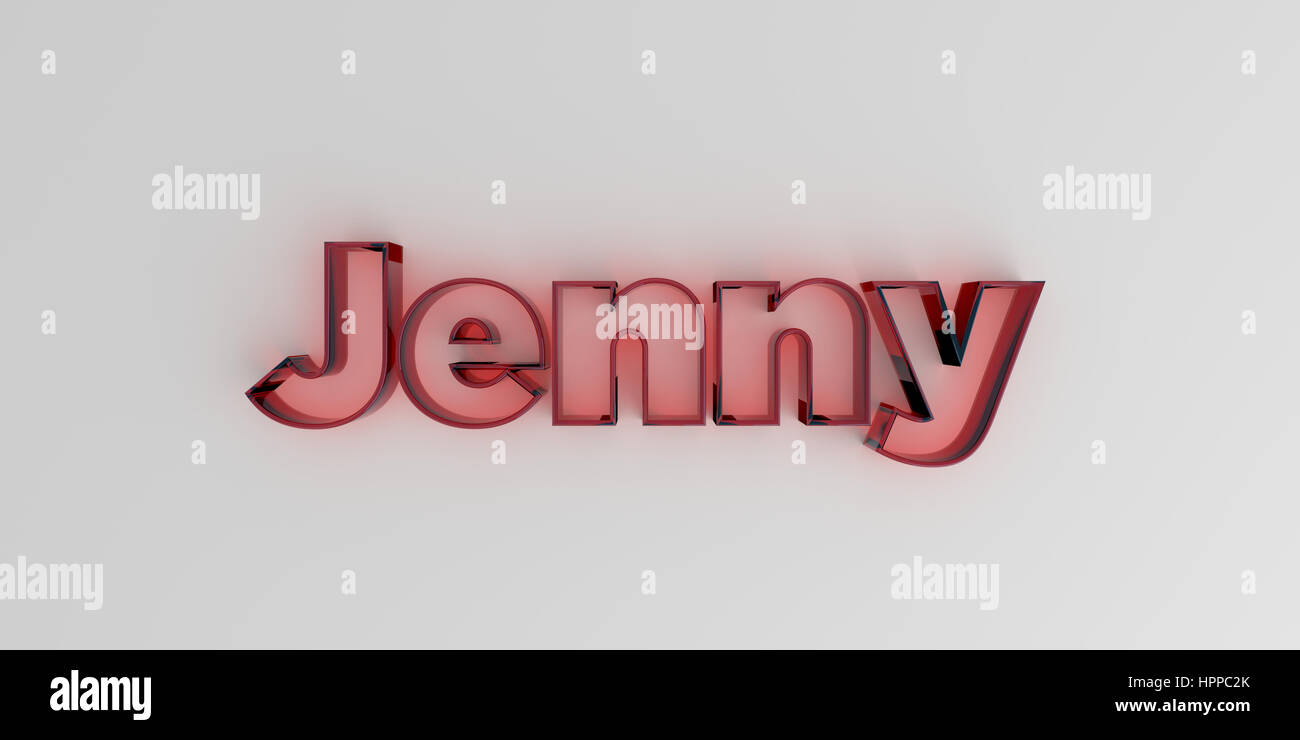 Jenny - Red glass text on white background - 3D rendered royalty free ...