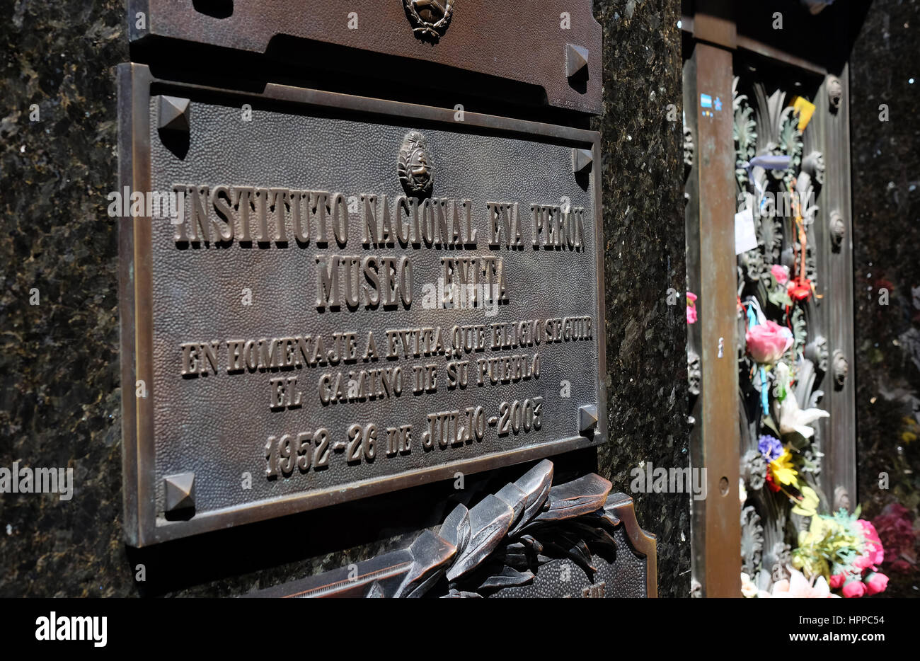 Eva Peron's grave at La Recoleta Cemetery in the Recoleta neighbourhood ...