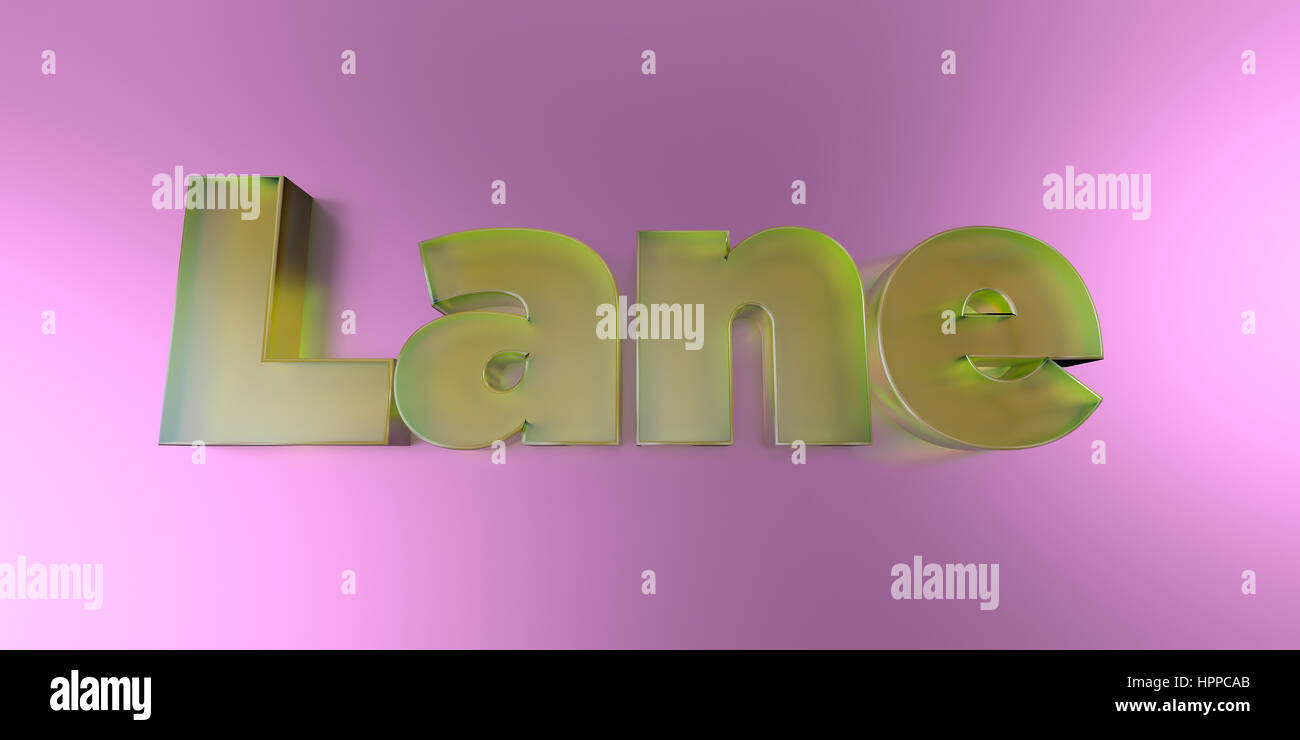 Lane - colorful glass text on vibrant background - 3D rendered royalty ...