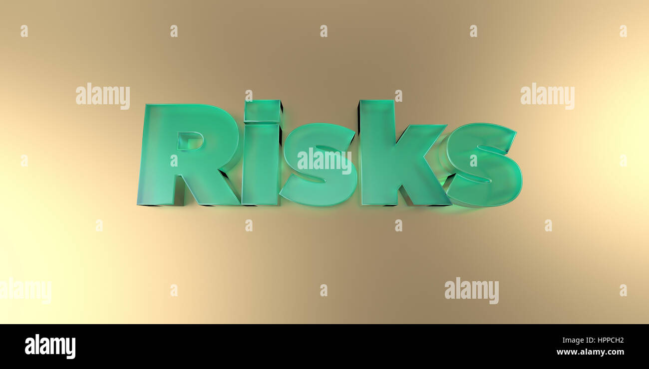Risks - colorful glass text on vibrant background - 3D rendered royalty ...