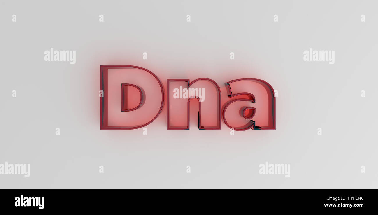 Dna - Red glass text on white background - 3D rendered royalty free ...