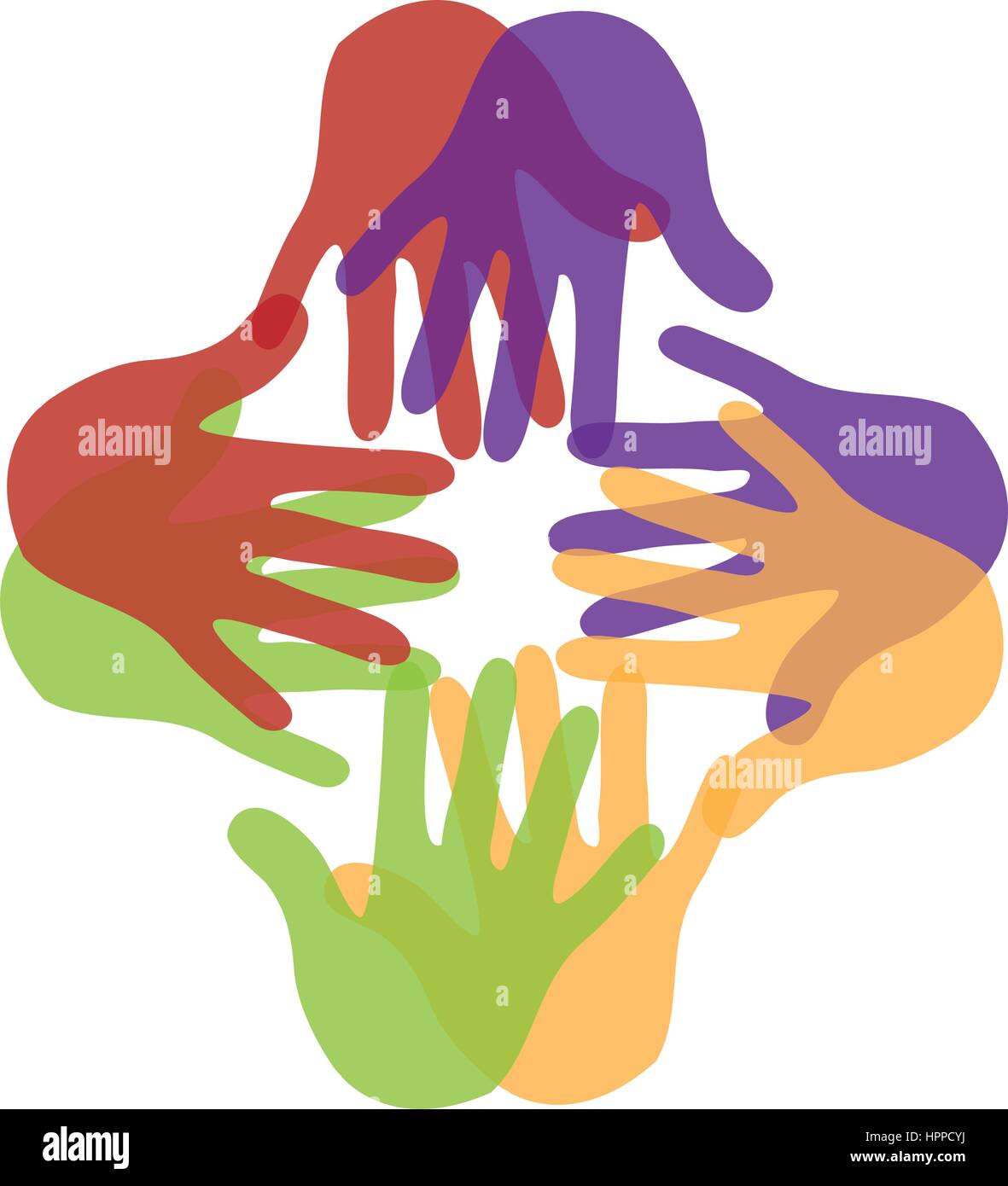 hand human silhouette colors community icon Stock Vector Image & Art ...