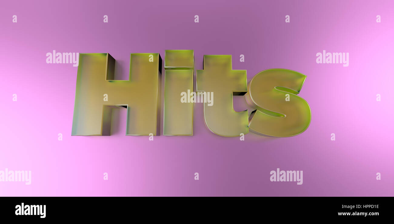 Hits - colorful glass text on vibrant background - 3D rendered royalty ...