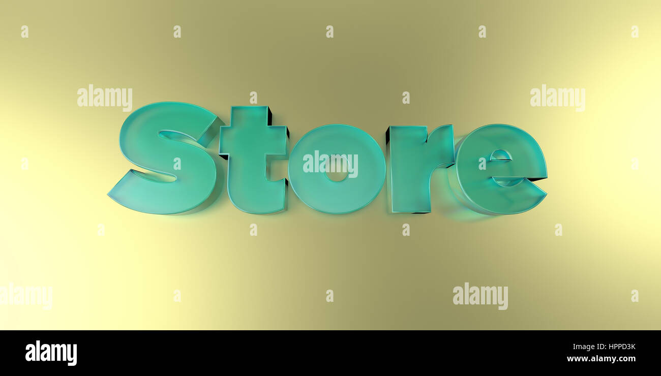 Store - colorful glass text on vibrant background - 3D rendered royalty ...