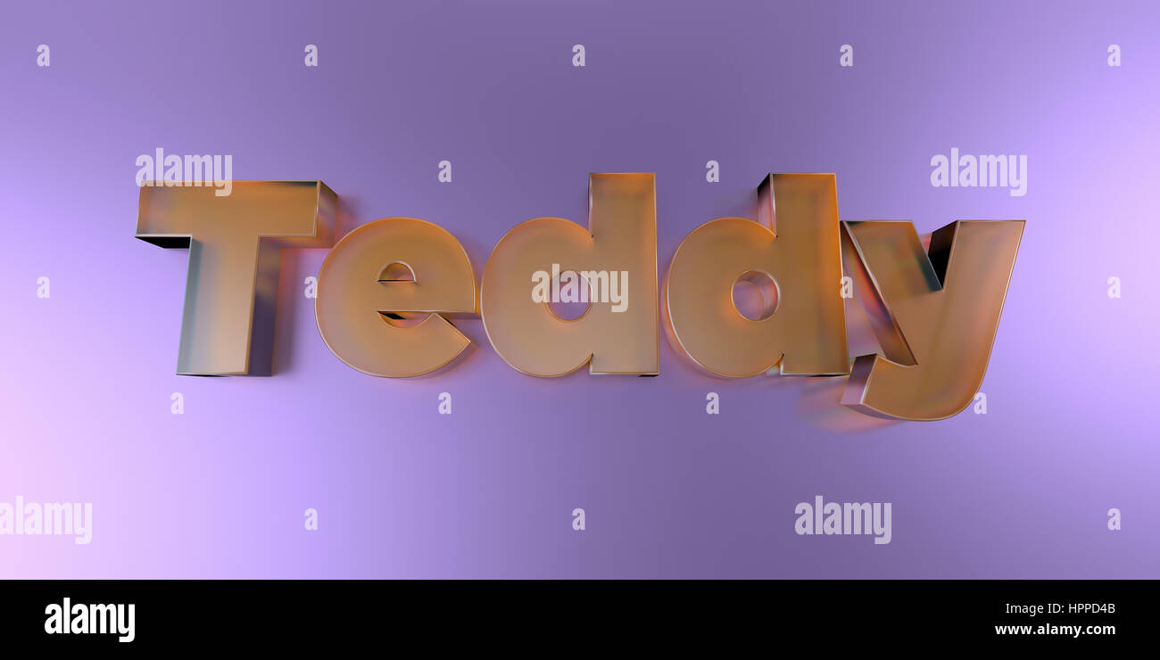 Teddy - colorful glass text on vibrant background - 3D rendered royalty ...