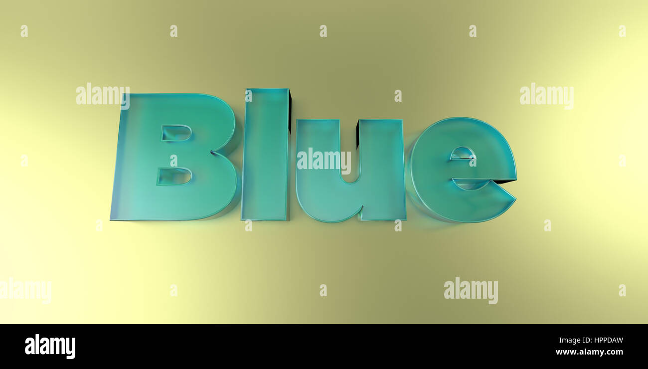 Blue - colorful glass text on vibrant background - 3D rendered royalty ...