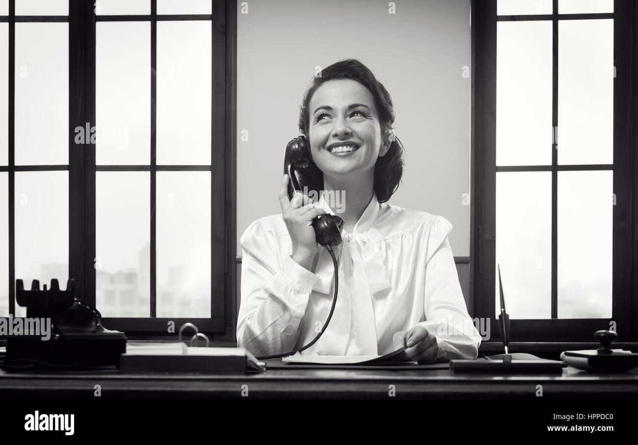 1960s woman secretary smiling desk hi-res stock photography and images ...