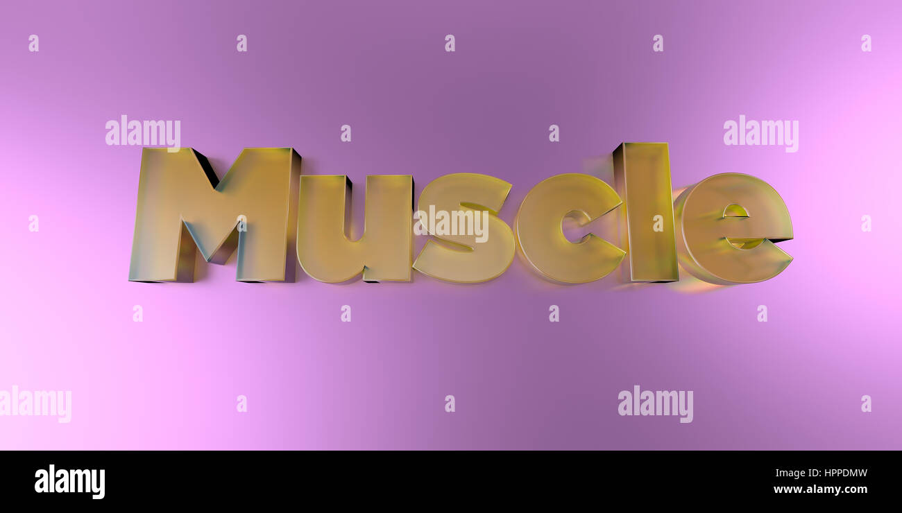 Muscle - colorful glass text on vibrant background - 3D rendered ...