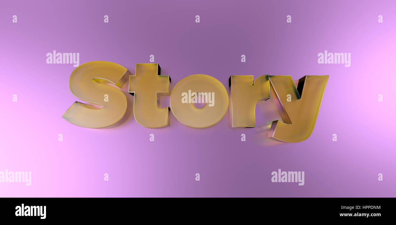 Story - colorful glass text on vibrant background - 3D rendered royalty ...