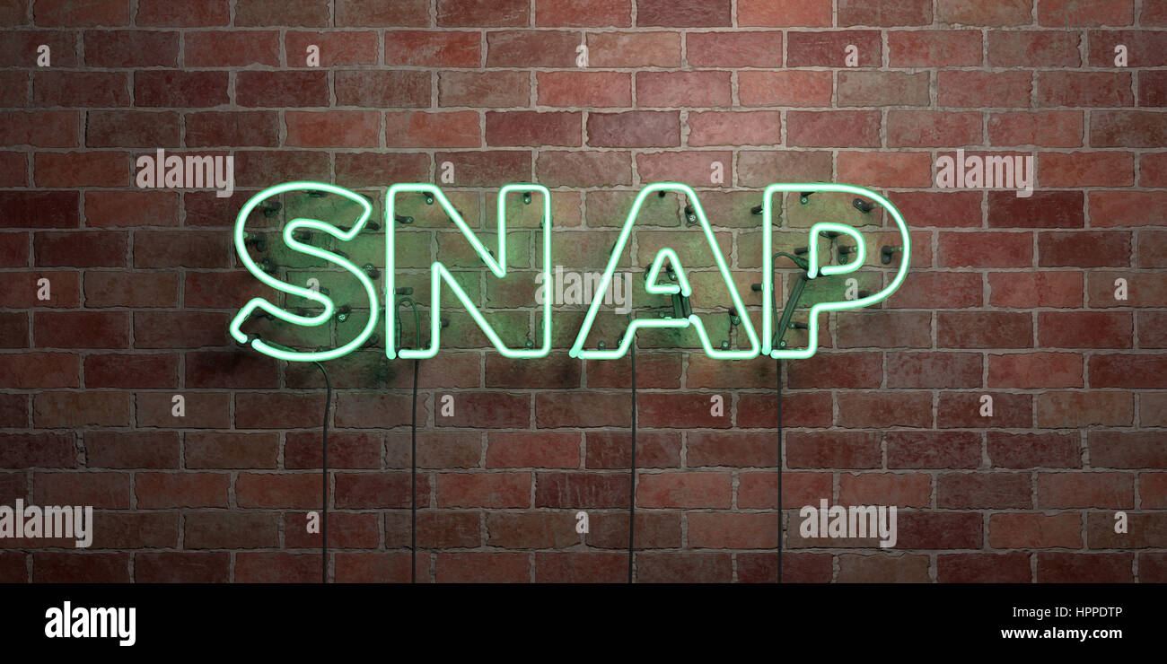 SNAP - fluorescent Neon tube Sign on brickwork - Front view - 3D ...