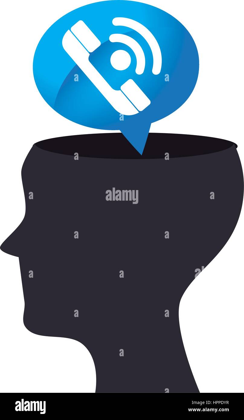 human profile with phone isolated icon Stock Vector Image & Art - Alamy