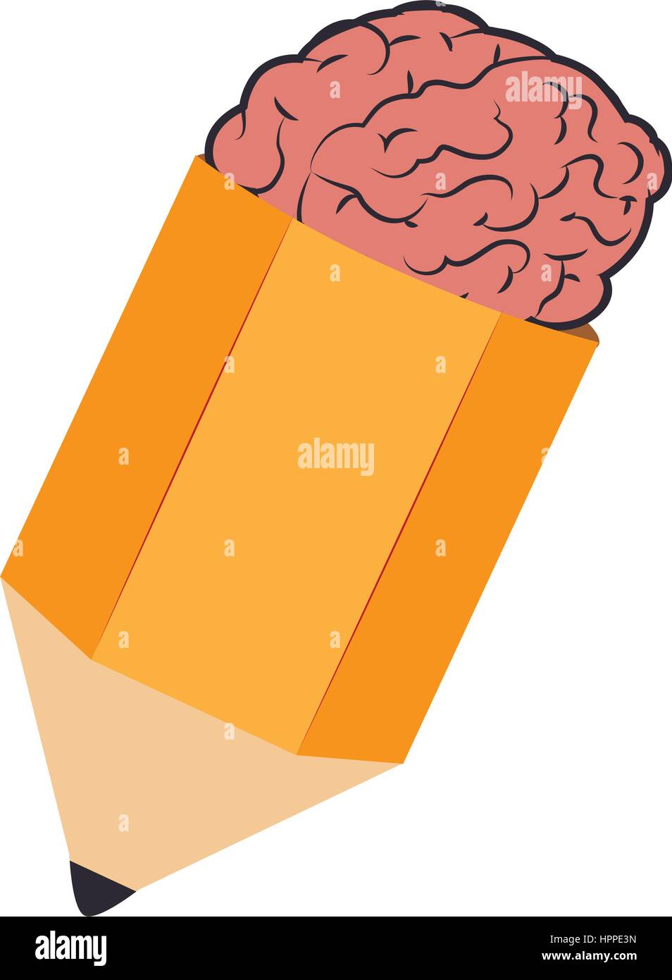 pencil with brain icon Stock Vector Image & Art - Alamy