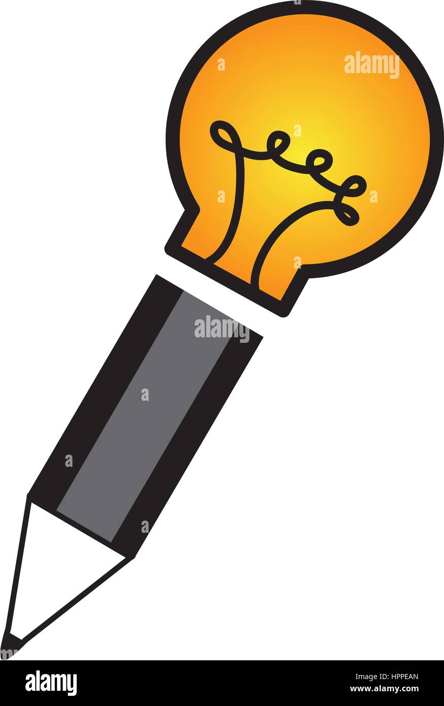 bulb light with pencil Stock Vector Image & Art - Alamy