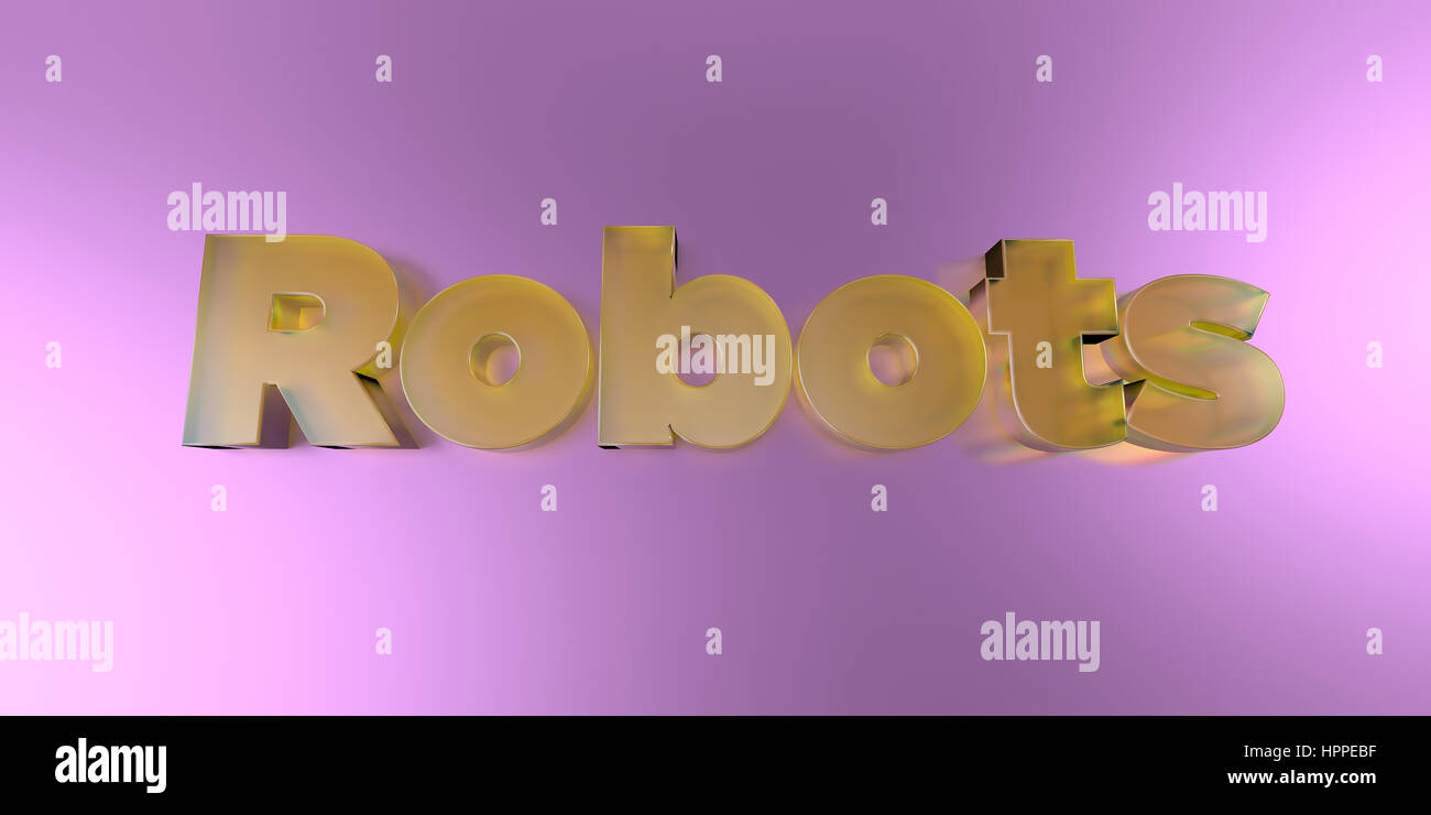 Robots - colorful glass text on vibrant background - 3D rendered ...