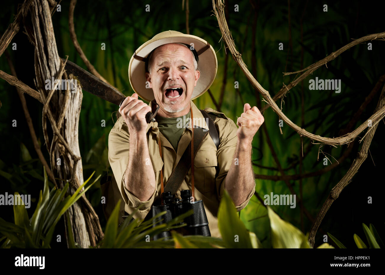 Scared explorer lost in jungle hi-res stock photography and images - Alamy