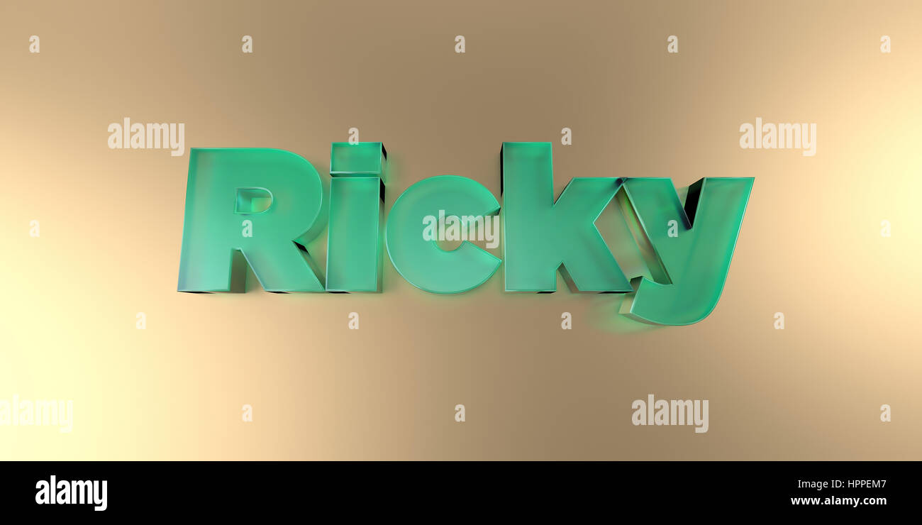 Ricky - colorful glass text on vibrant background - 3D rendered royalty ...