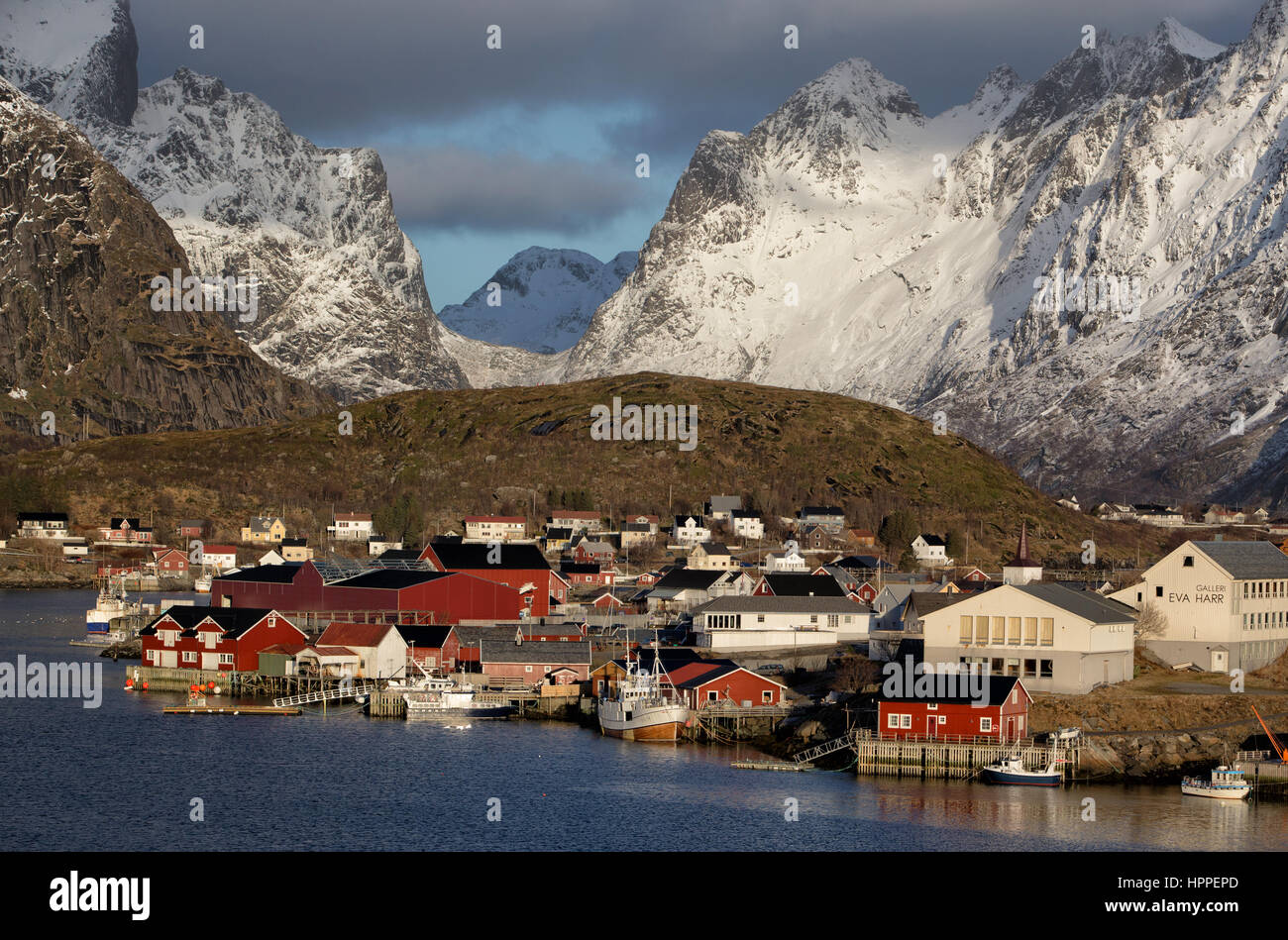 Reine town, winter, Lofoten Islands, Norway, Scandinavia, Europe Stock ...