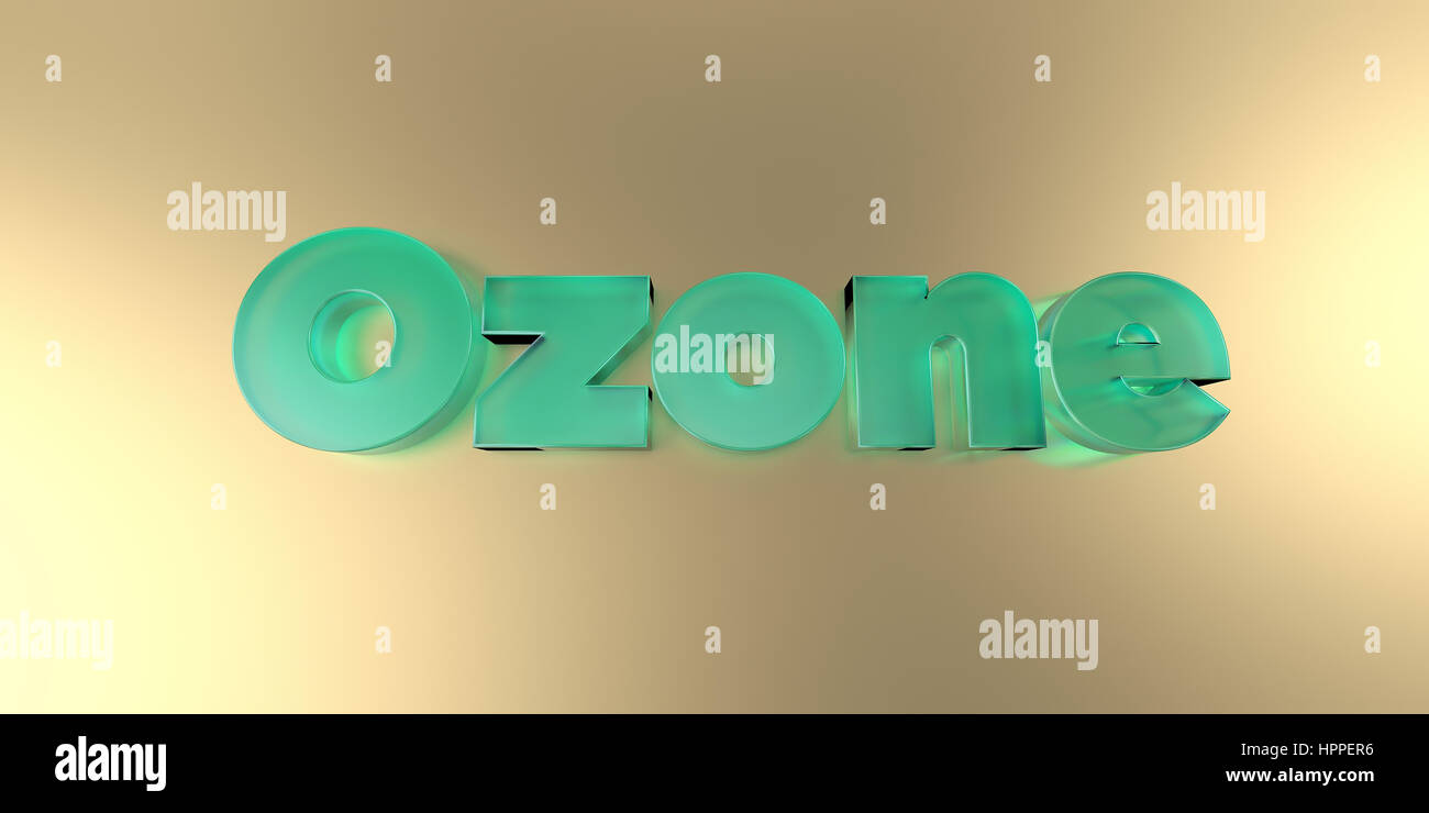 Ozone - colorful glass text on vibrant background - 3D rendered royalty ...